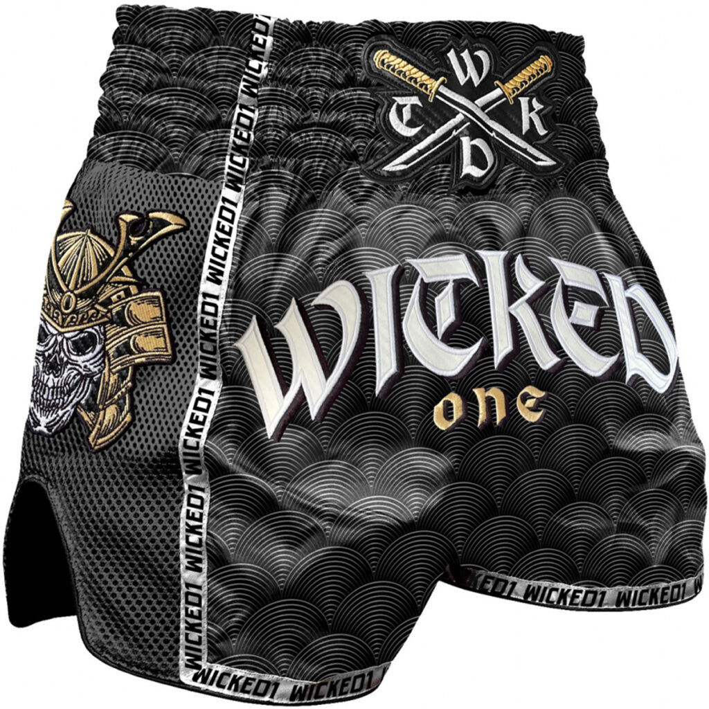Short Boxe Thai Wicked One Samourai Black/Grey - Yuki Sport - Boxe et MMA